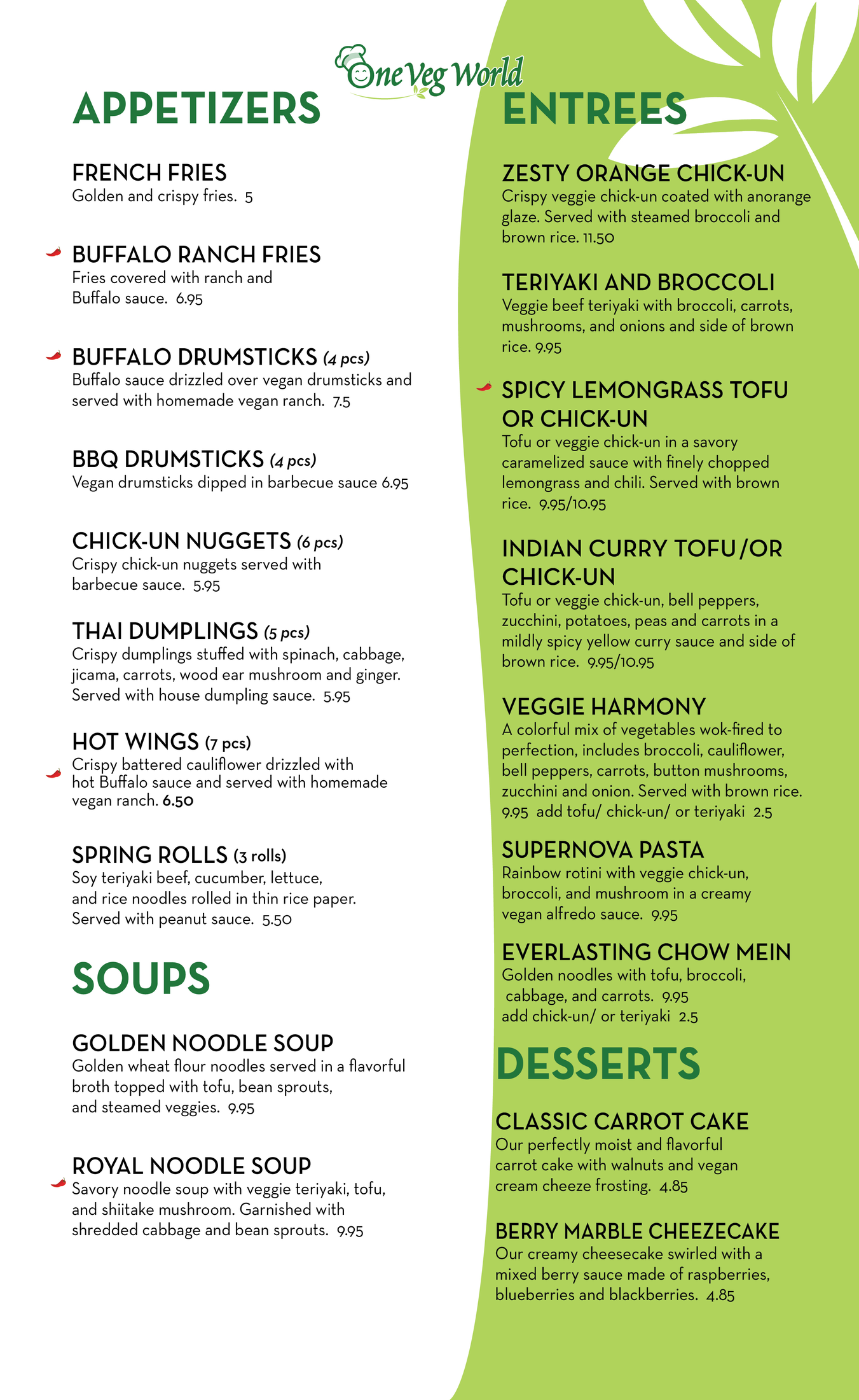 Menu Selection › One Veg World ‹ Be Vegan, Make Peace!